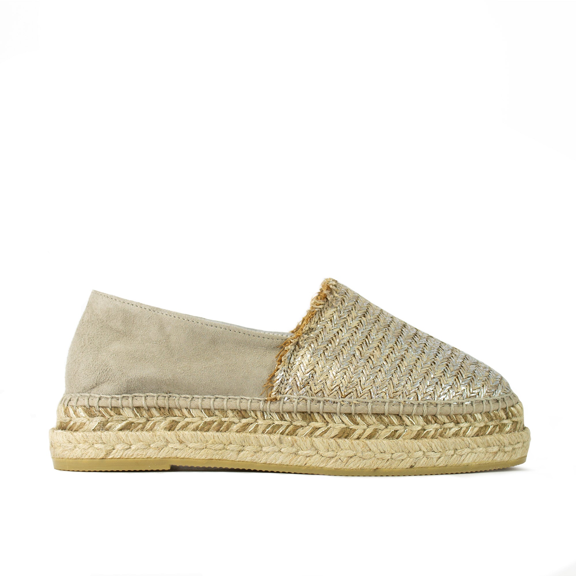 Mocassino con platform in corda in camoscio e pelle - GAIMO X TEMY - CLARION ARGENTO