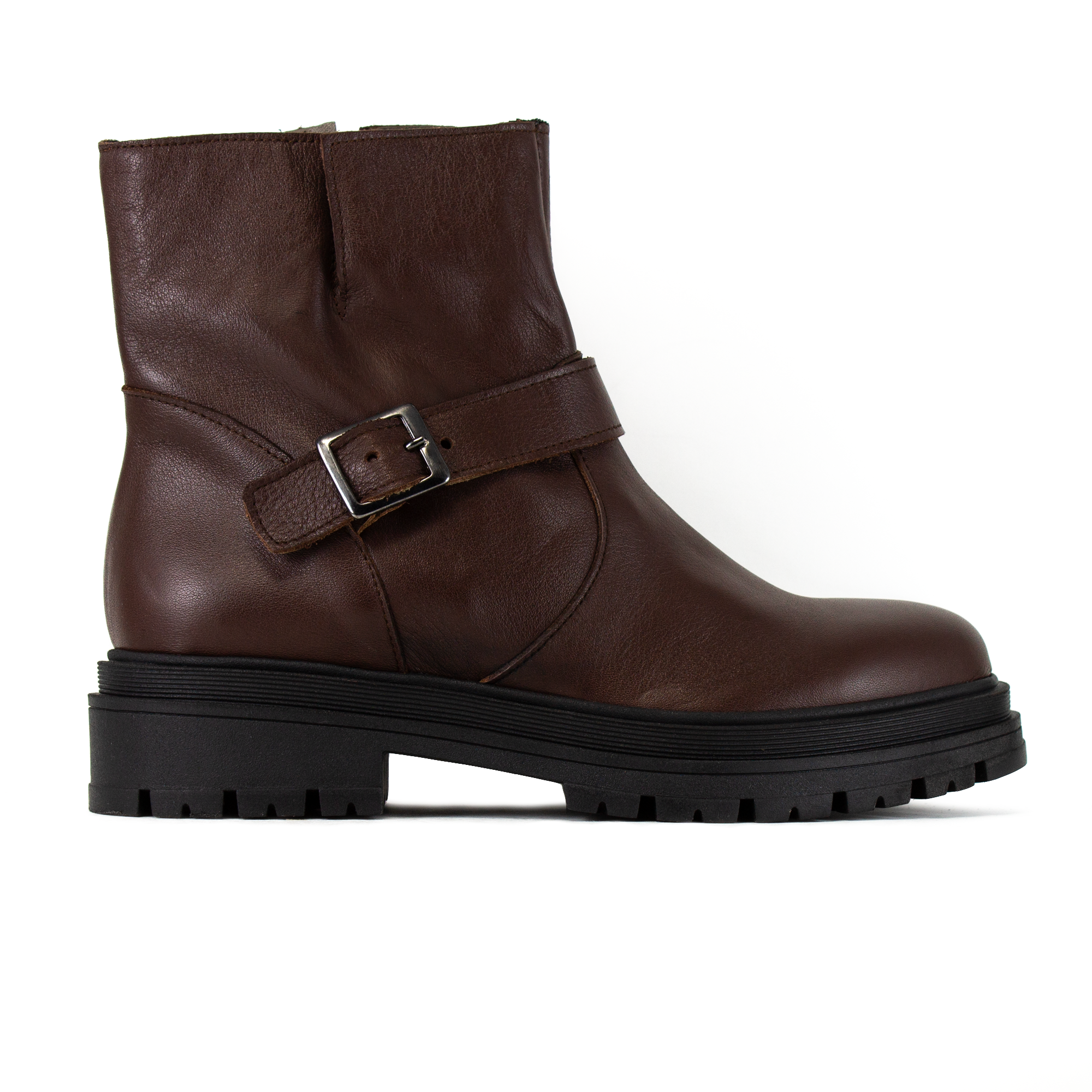 Stivaletto basso biker con fibbia in pelle marrone - TEMY - MASK TESTA ...