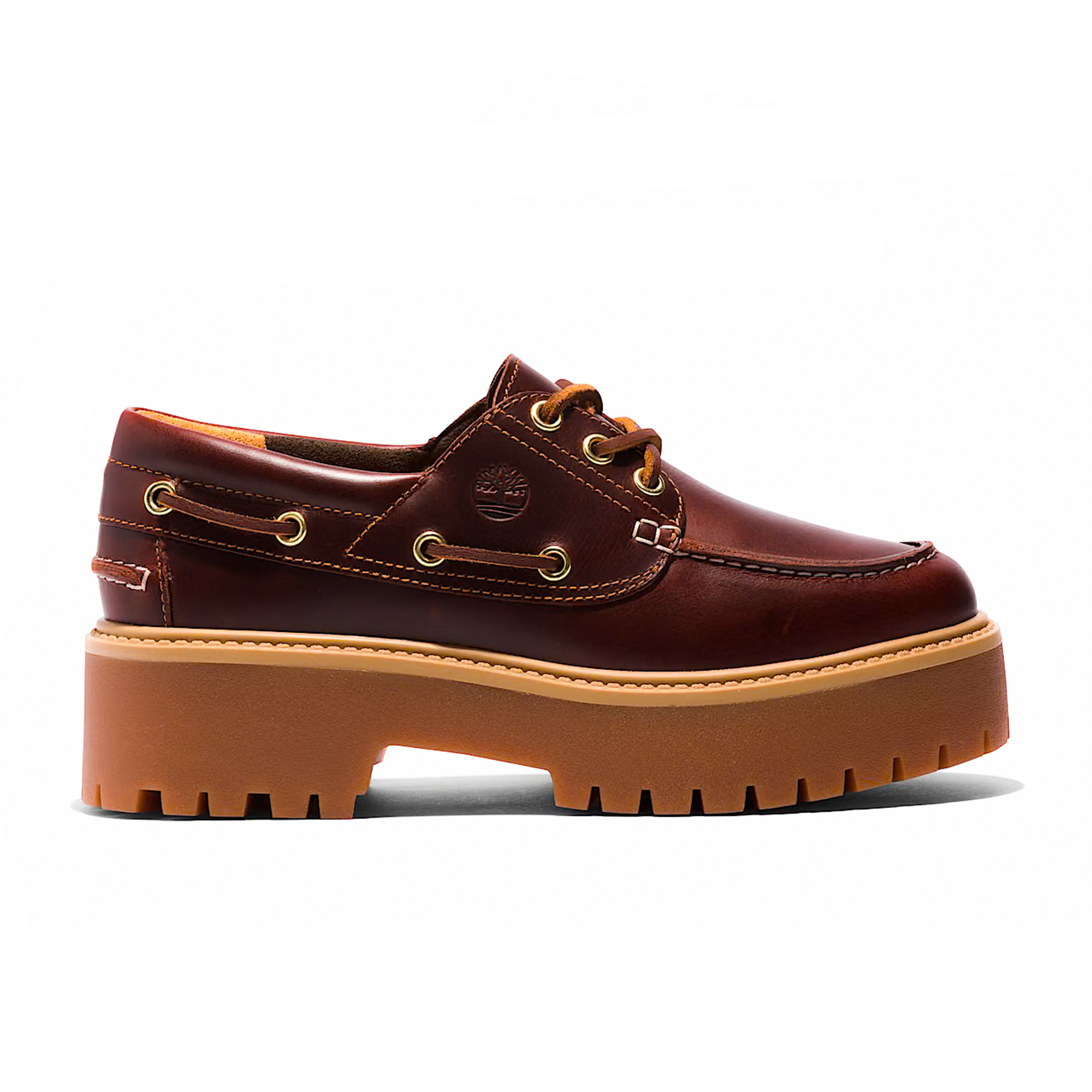 Mocassino barca pelle marrone testa di moro con platform - TIMBERLAND X ...